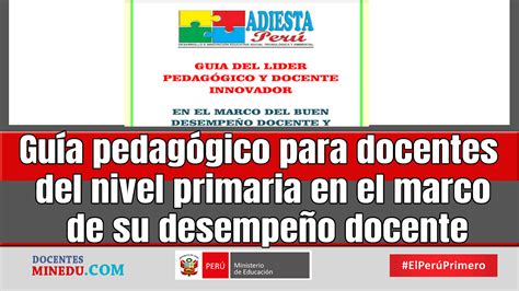 Guía pedagógico para docentes del nivel primaria en el marco de su desempeño docente