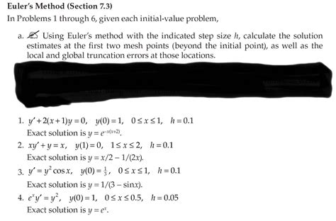 solved using euler s method with the indicated step size h