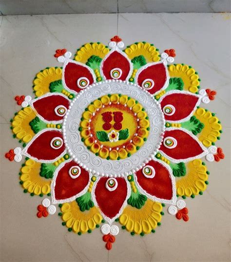 Diwali Rangoli Designs 2022 Kalash And Peacock Feather Rangoli For
