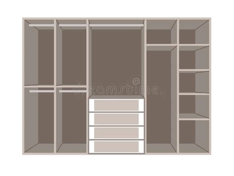 Wardrobe Cartoon Wardrobe Isolated On White Background Empty Open