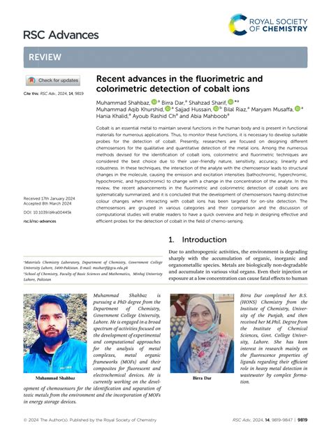 Pdf Recent Advances In The Fluorimetric And Colorimetric Detection Of
