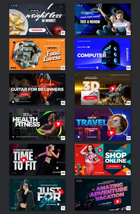 50 Youtube Thumbnail Templates • Psd Design