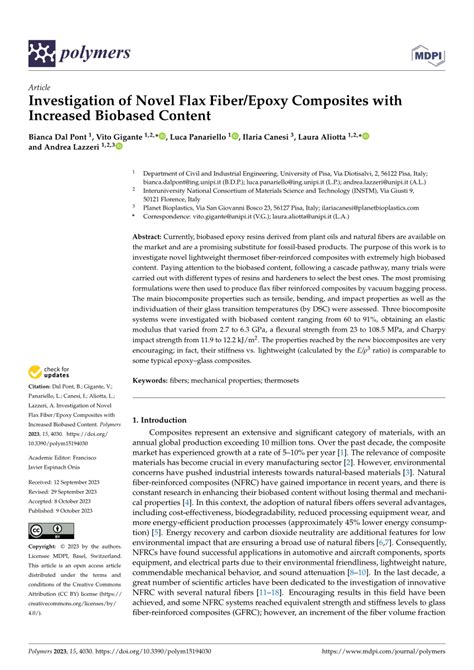 Pdf Investigation Of Novel Flax Fiberepoxy Composites With Increased Biobased Content