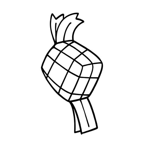 Ilustración Vectorial De Estilo De Arte Ketupat Doodle Dibujado A Mano