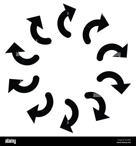 Curved Circular Arrow Radial Concentric Pointer For Spin Orbit Twine Concept Twist Cycle