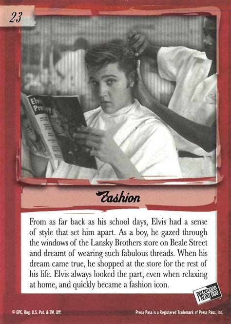 2007 Press Pass Elvis Is 23 Fashion Trading Card Database