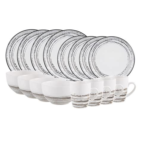 16 Piece Black Scratch Dinnerware Set