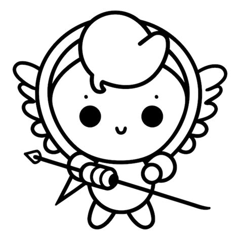 Premium Vector Cute Cartoon Cupid With Bow And Arrow Vector Illustration