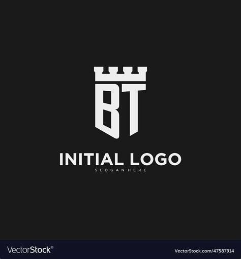 Initials Bt Logo Monogram With Shield Royalty Free Vector
