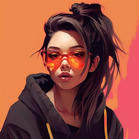 Premium Photo A Girl With Sunglasses And A Hoodie That Says Quot She