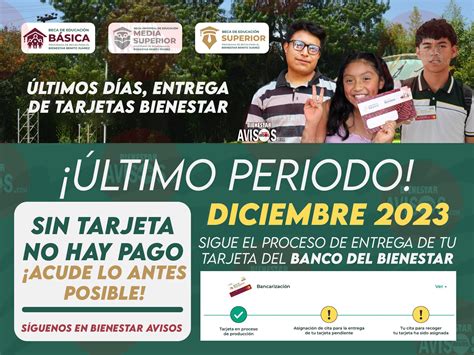 Importante información Último periodo del año para entrega de tarjetas del Banco del
