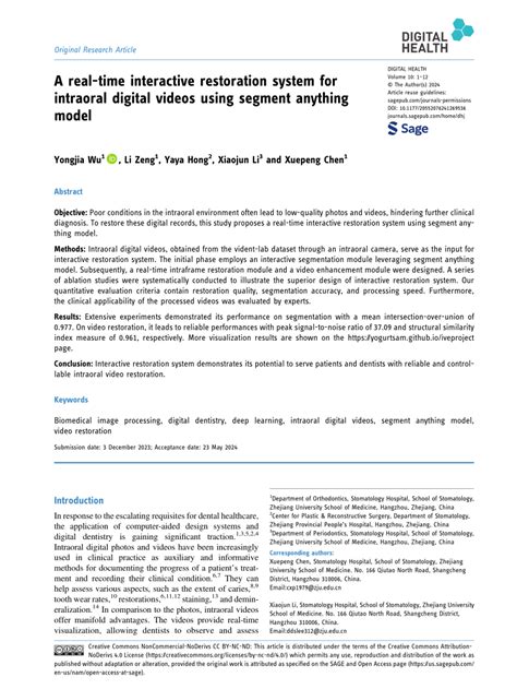 Pdf A Real Time Interactive Restoration System For Intraoral Digital