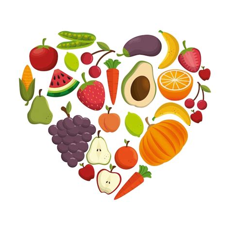 Premium Vector Healthy Food Concept Heart Shape Icon