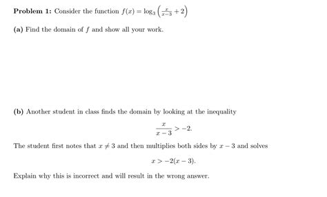 Solved Problem 1 Consider The Function Fx Log3 243