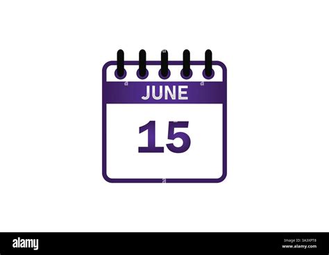 June 15 Calendar Icon Purple Date Illustration Stock Vector Image