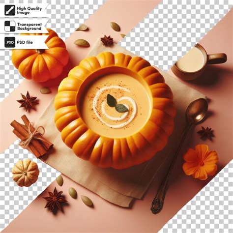 Premium PSD Psd Autumn Still Life Pumpkin Soup On A Bowl On