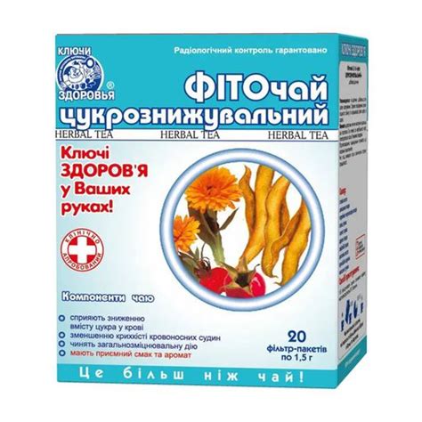 Дієтична добавка фіточай Ключи Здоровья No 16 Цукрознижувальний 20 1 5