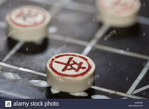 Chinese Chess Pieces On A Board Xiangqi Stock Photo Alamy