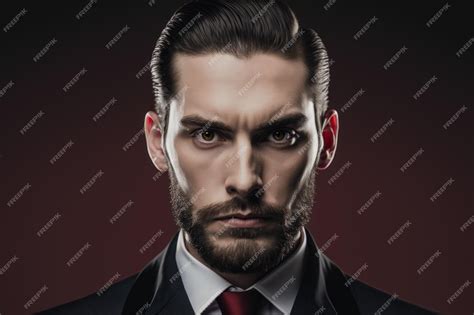 Premium Ai Image Elegant Portrait Of A Bearded Man In A Black Suit