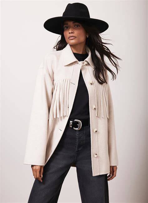 Neutral Double Faced Tassel Detail Jacket Mint Velvet