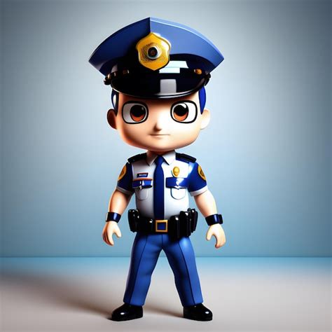 Premium Ai Image 3d Cute Police Chibi Figure