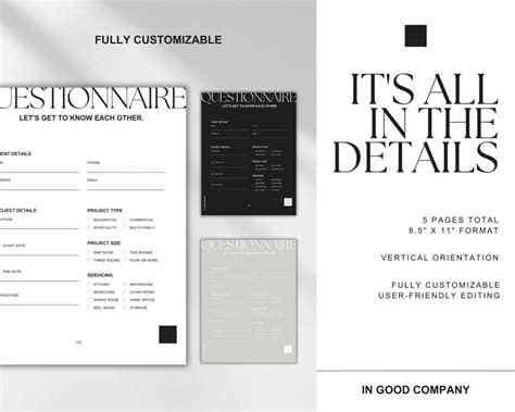 Interior Design Client Questionnaire Template Canva Onboarding Questions Aesthetic