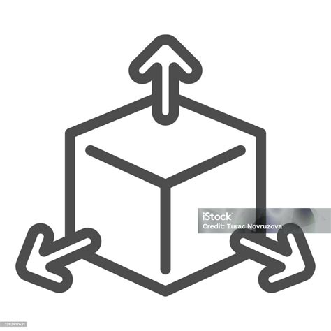 화살표 선 아이콘 방향 또는 수학적 개념의 선택 흰색 배경에 큐브 기호의 세 얼굴 윤곽 스타일의 화살표 아이콘볼륨 사각형큐브 벡터 그래픽 아이콘에 대한 스톡 벡터 아트 및