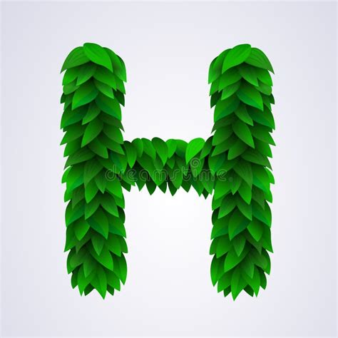 Alphabet Letters Made From Fresh Green Leafs Letter H Stock Vector
