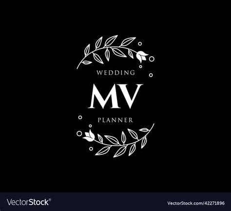 Mv Initials Letter Wedding Monogram Logos Vector Image