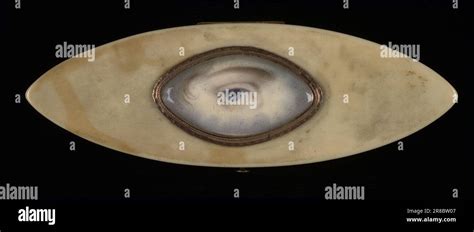Eye Miniature On An Elliptical Ivory Box Ca 1800 By Unidentified Stock