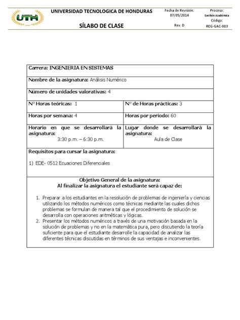 Silabo Analisis Numerico Pdf Análisis Numérico Ecuaciones