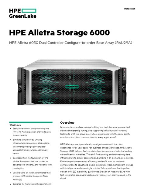hpe alletra 6030 dual controller configure to order base array data