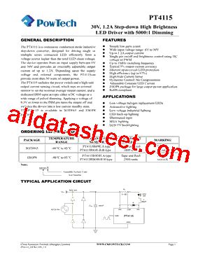 PT4115 Datasheet(PDF) - List of Unclassifed Manufacturers