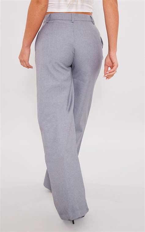 Grey Marl Tailored High Waist Trousers Prettylittlething