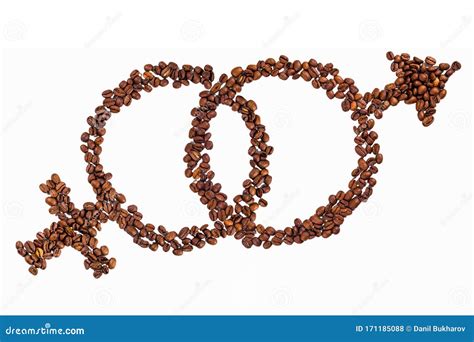 Isolated Male And Female Sex Signs Combination Made With Coffee Stock