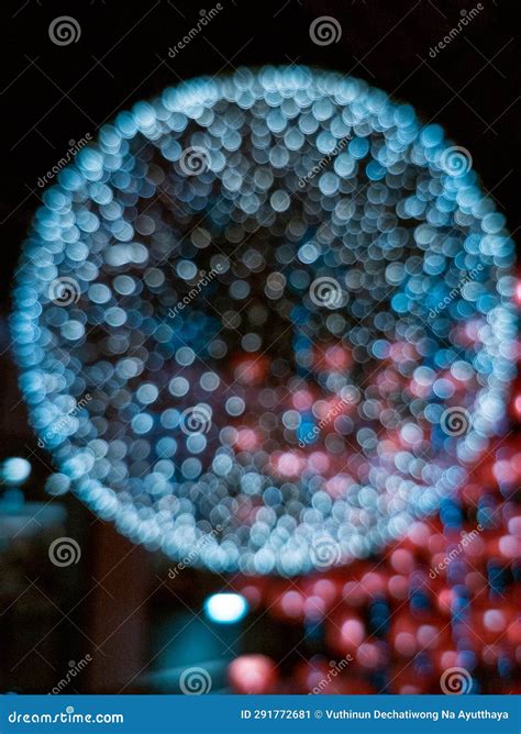 Defocus Lighting Bokeh Effects Blue Pink Light Color On Isolated Black Background Stock Image