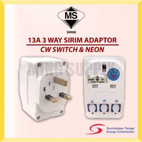 [sirim] 3 Way Adaptor Extension 13a Led Switch Neon Adapter 3 Gang Pin Socket Soket Plug Charger