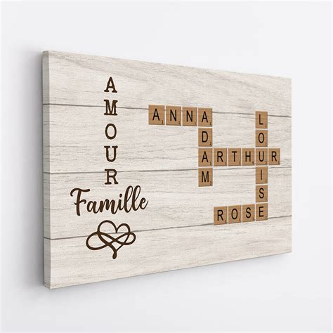 Amour Et Famille Version Mots Croisés Toile Personnalisable Pour
