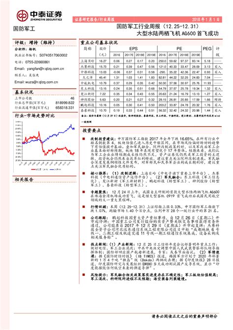 国防军工行业周报：大型水陆两栖飞机ag600首飞成功