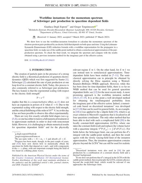 Pdf Worldline Instantons For The Momentum Spectrum Of Schwinger Pair Production In Spacetime