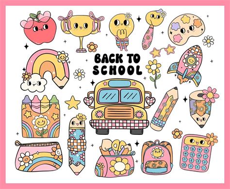 Linda Retro Espalda A Colegio Maravilloso Pastel Colegio Suministros