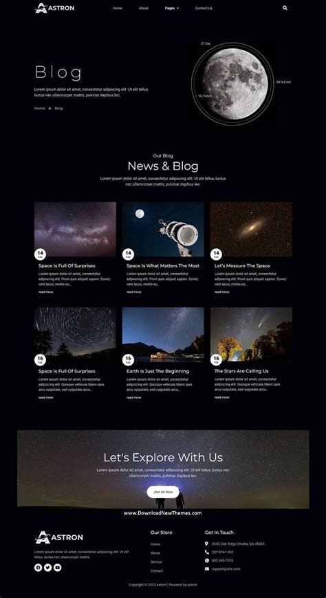Blog Astronomy Elementor Template Kit Science Web Astronomy Design