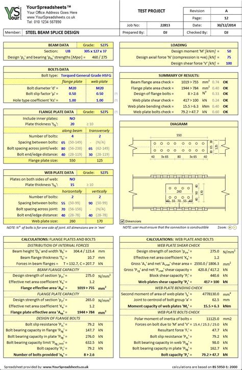 Steel Beam Splice Connection Design Spreadsheet To Bs 5950