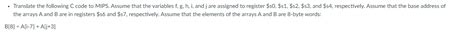 translate the following c code to mips assume that