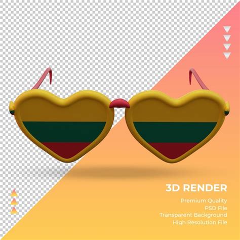 Premium Psd 3d Sunglasses Love Lithuania Flag Rendering Front View