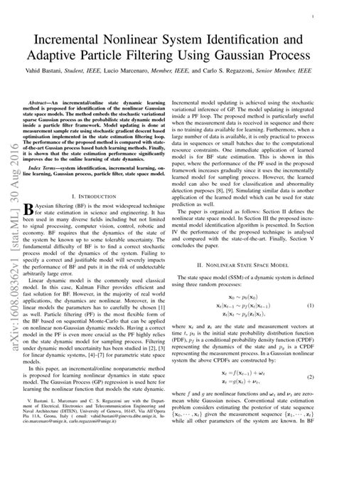 Incremental Nonlinear System Identification And Adaptive Particle