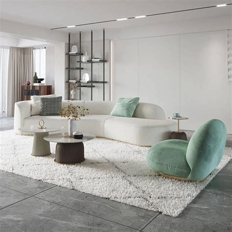 Foshan City Furniture Italy Couch Living Room Fabric Sofa Cream Color