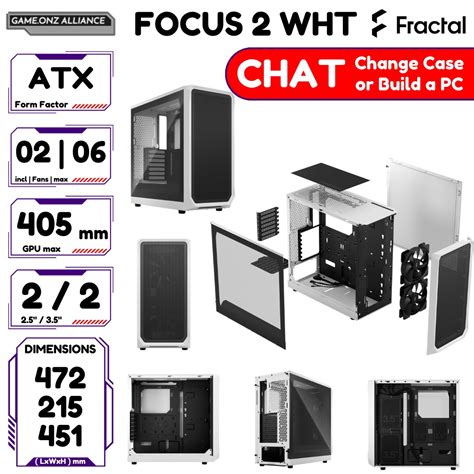 Fractal Designs Focus 2 White Pc Casing Chassis Atx Matx Mobo Atx Psu