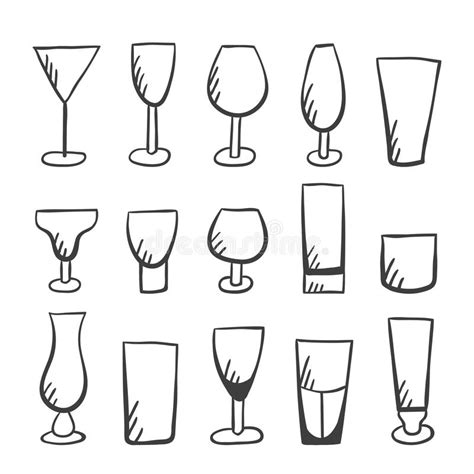 Set Of Doodle Stemware Stock Illustration Illustration Of Liquor