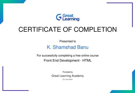 K Shamshad Banu On Linkedin Html Certification Careergrowth